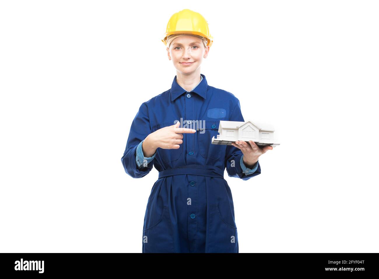 Horizontal medium portrait of modern beautiful Caucasian construction ...