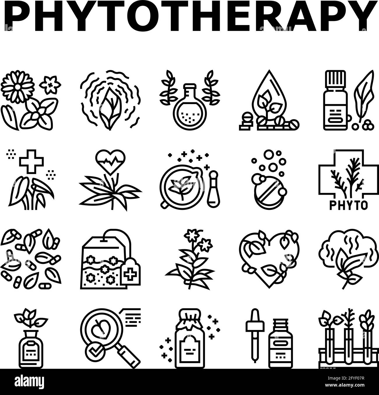 Phytotherapy Treat Collection Icons Set Vector Stock Vector Image & Art ...