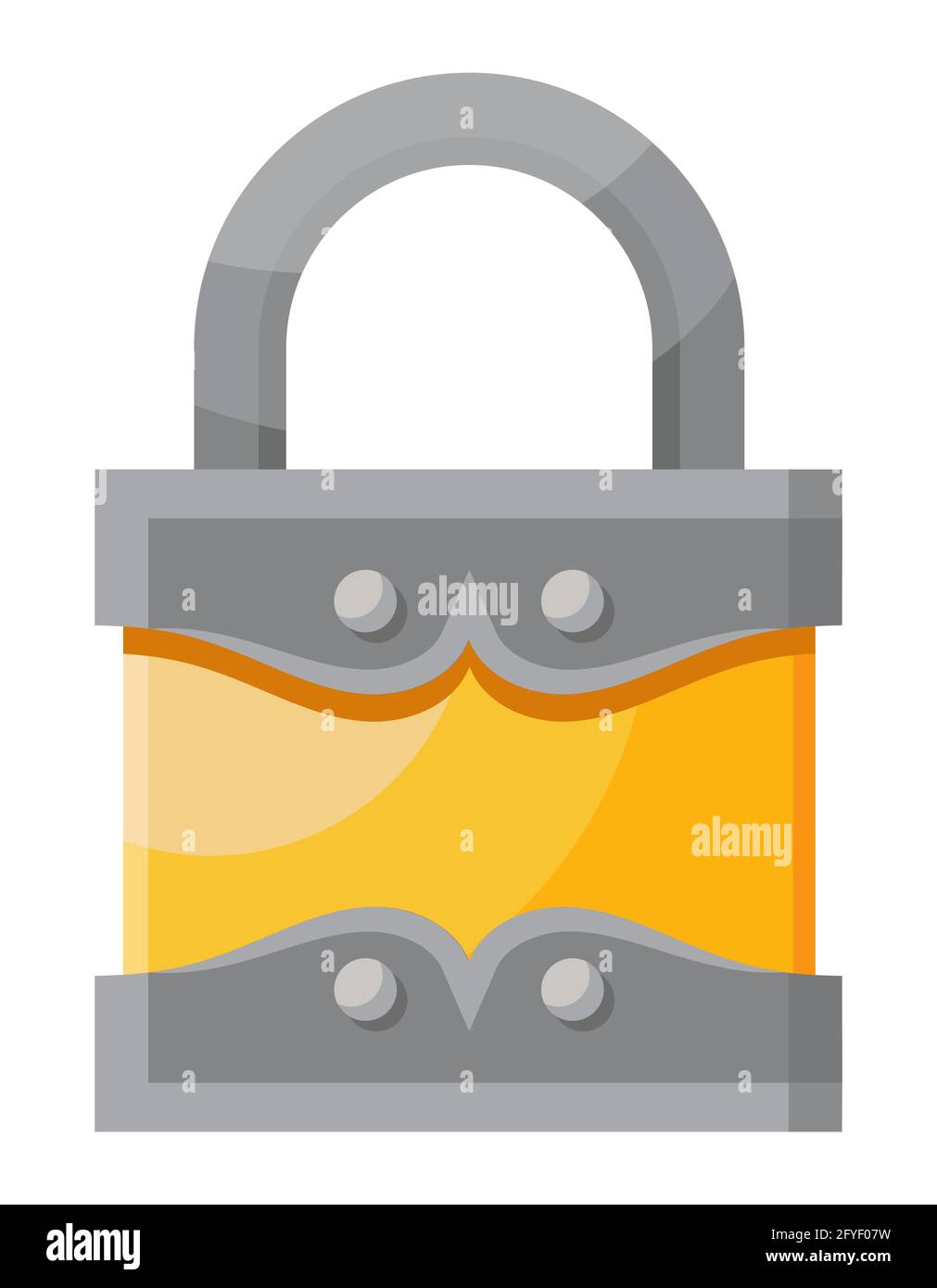 Retro padlock front view. Vintage object in cartoon style Stock Vector ...