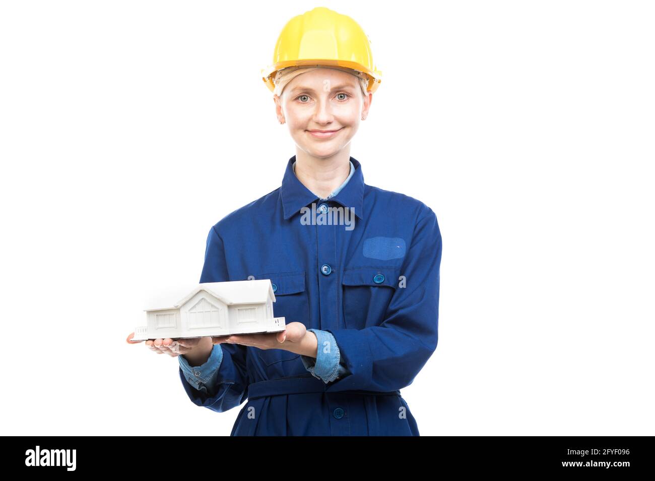 Horizontal medium portrait of modern beautiful Caucasian construction ...