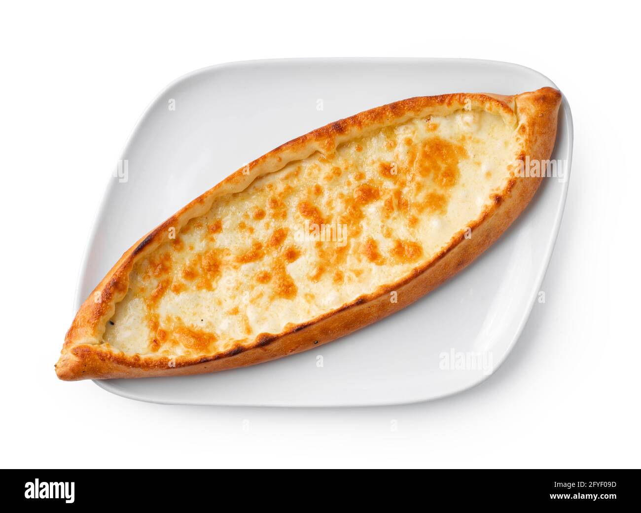 Turkish boat-shaped flatbread pide isolated on white Stock Photo - Alamy