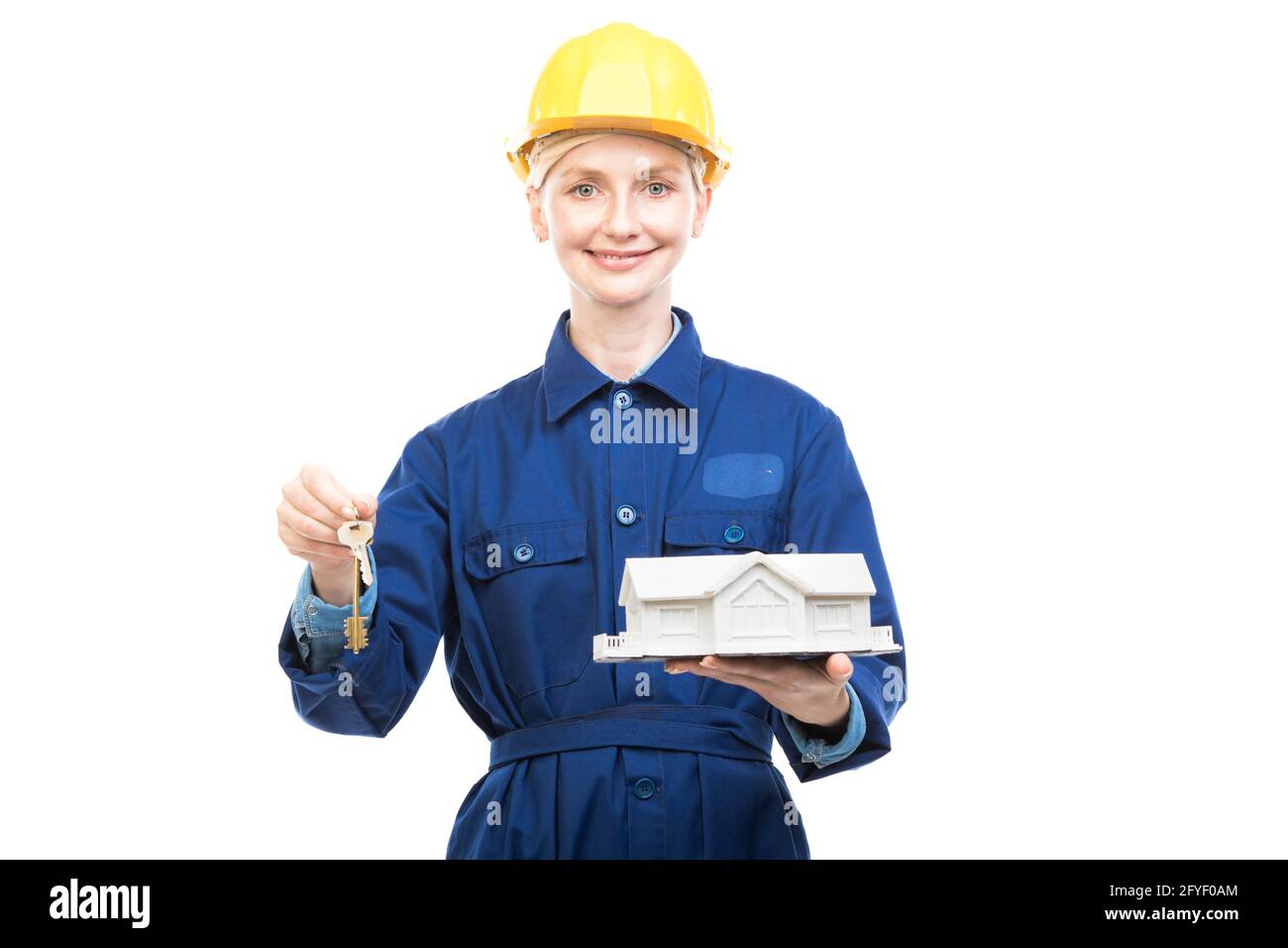 Horizontal medium portrait of modern beautiful Caucasian construction ...