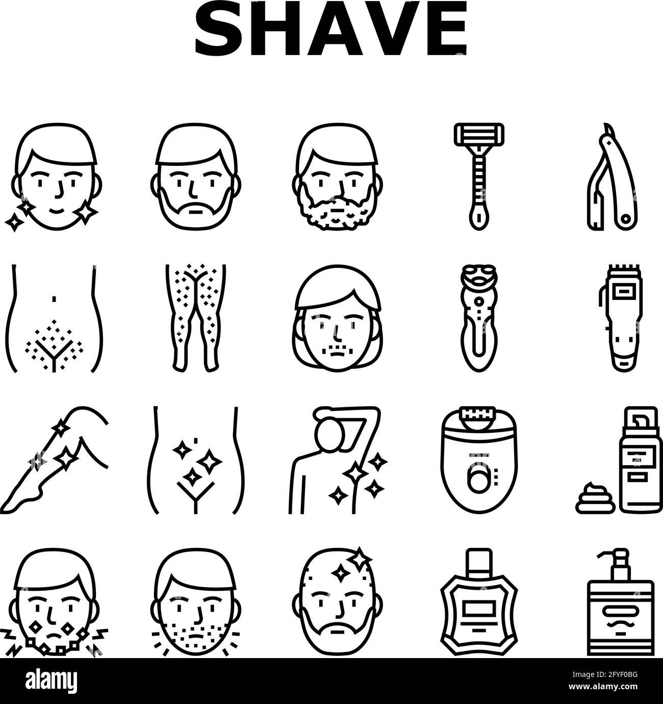 Shave Treat Accessory Collection Icons Set Vector Stock Vector Image ...