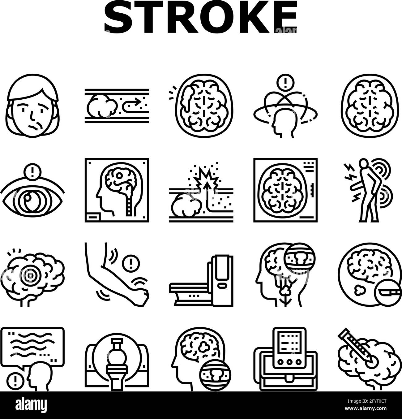 Stroke Health Problem Collection Icons Set Vector Stock Vector Image ...