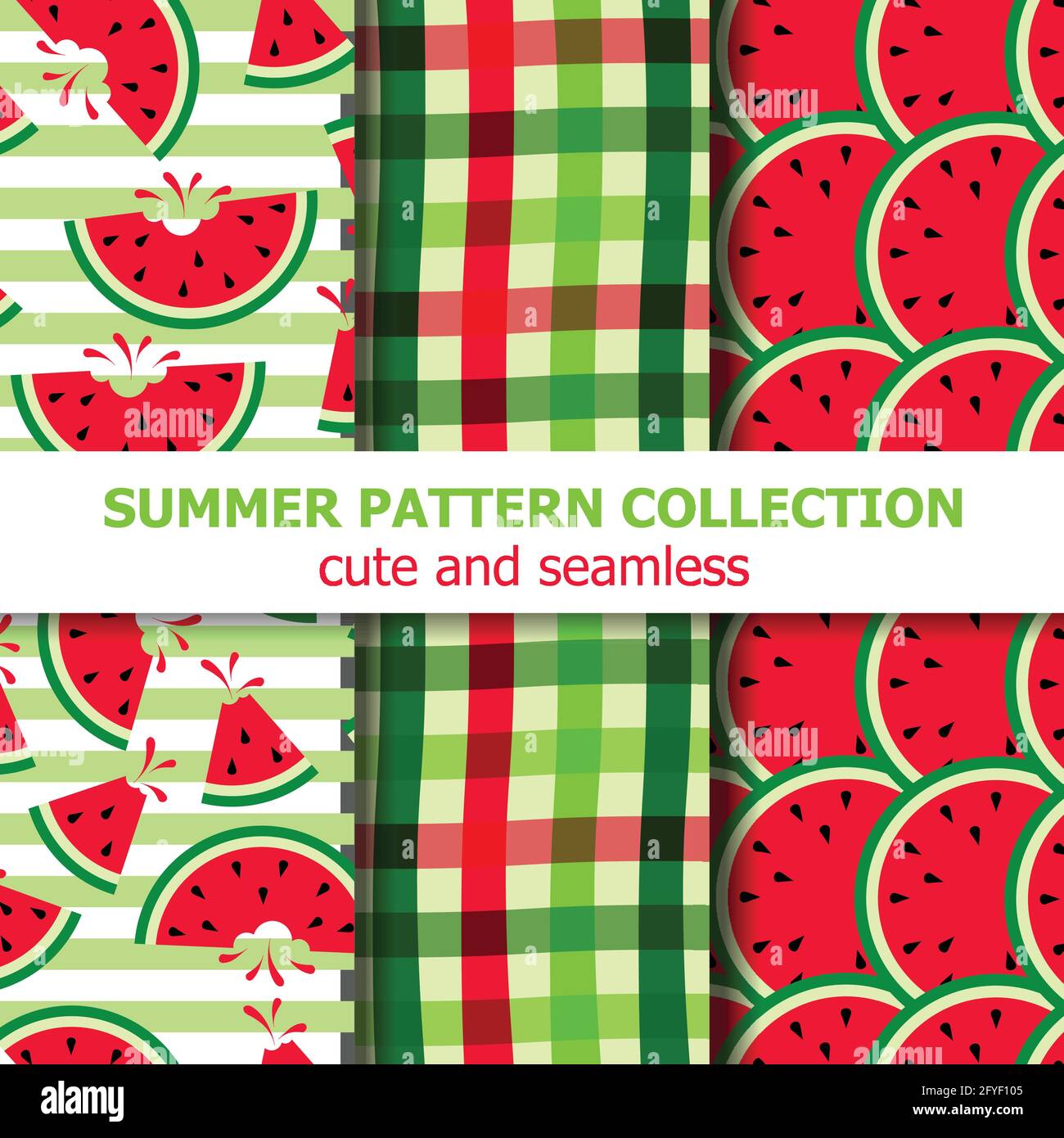 summer pattern collection. Watermelon theme. Summer banner. Vector ...