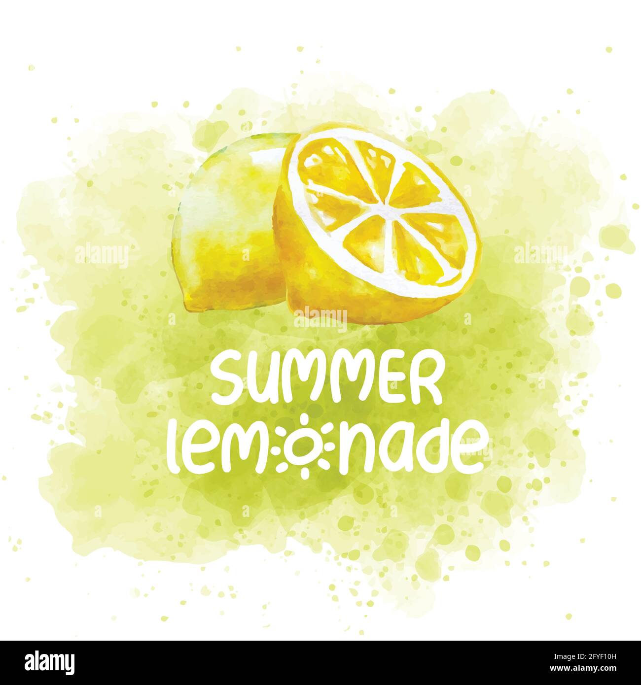 fresh watercolor summer banner with lemon. Summer lemonade Stock Vector ...