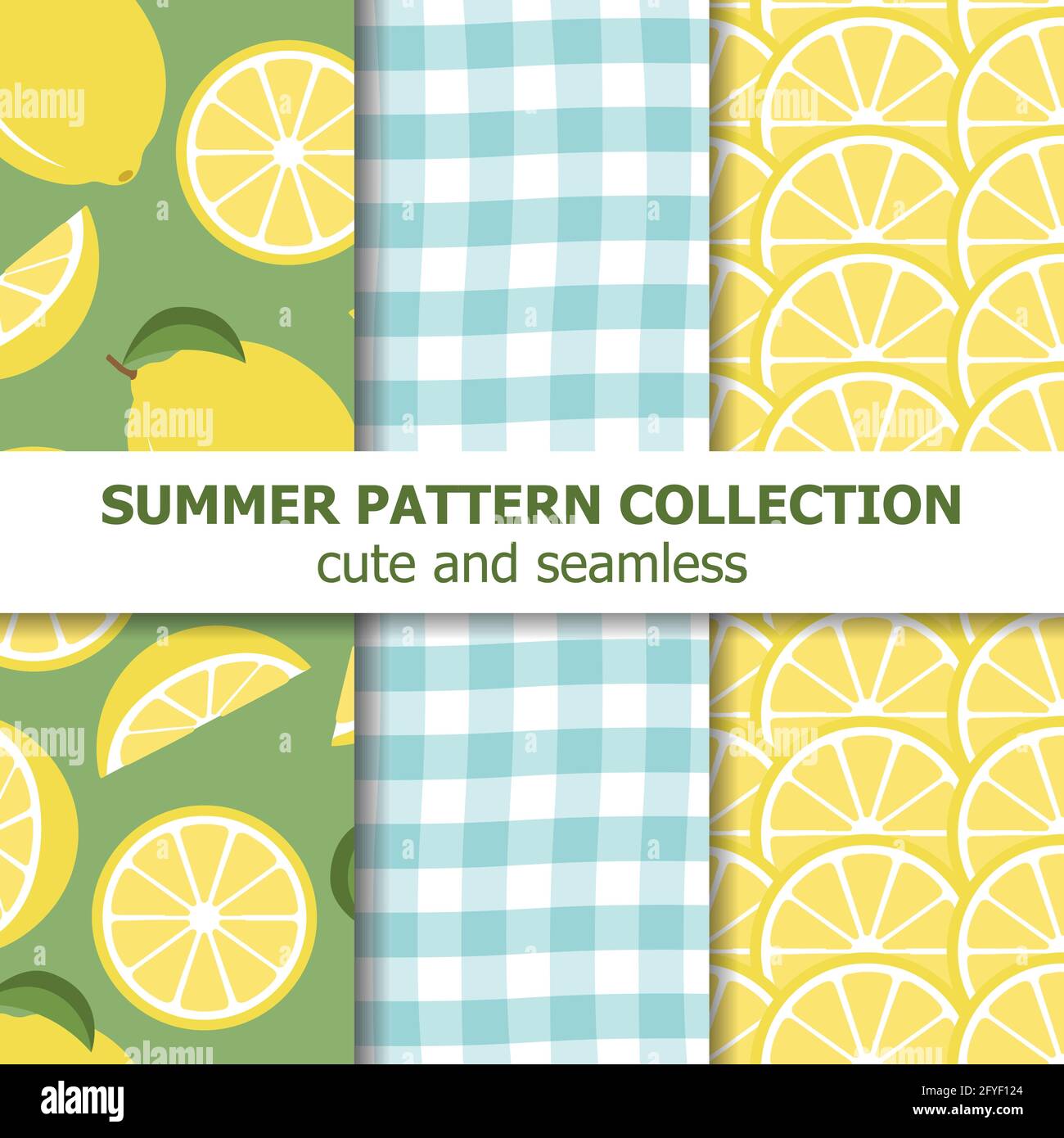 Cute summer pattern collection. Lemon theme. Summer banner. Vector ...
