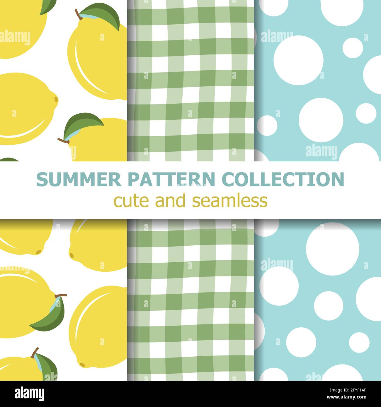 Cute summer pattern collection. Lemon theme. Summer banner. Vector ...