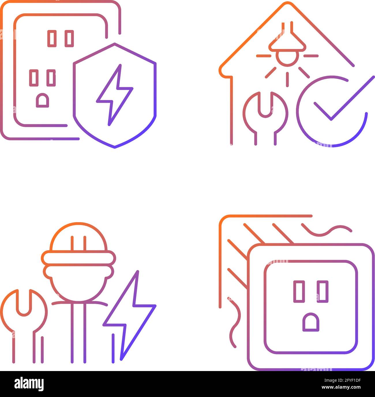 Electrician service gradient linear vector icons set Stock Vector Image & Art - Alamy