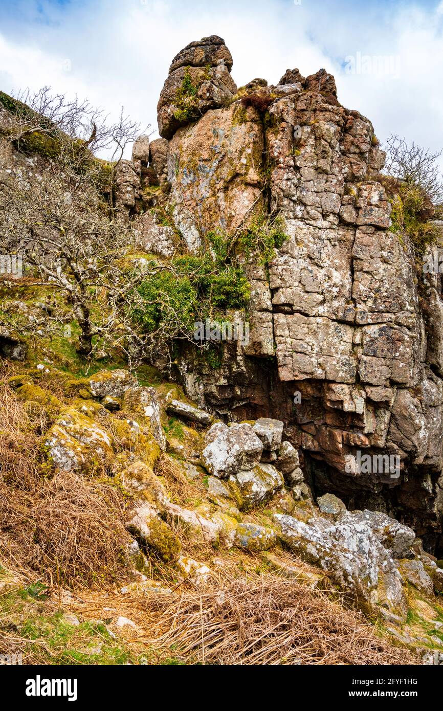 Granite outcrops of Bench Tor, Dartmoor National Park, Devon, England ...