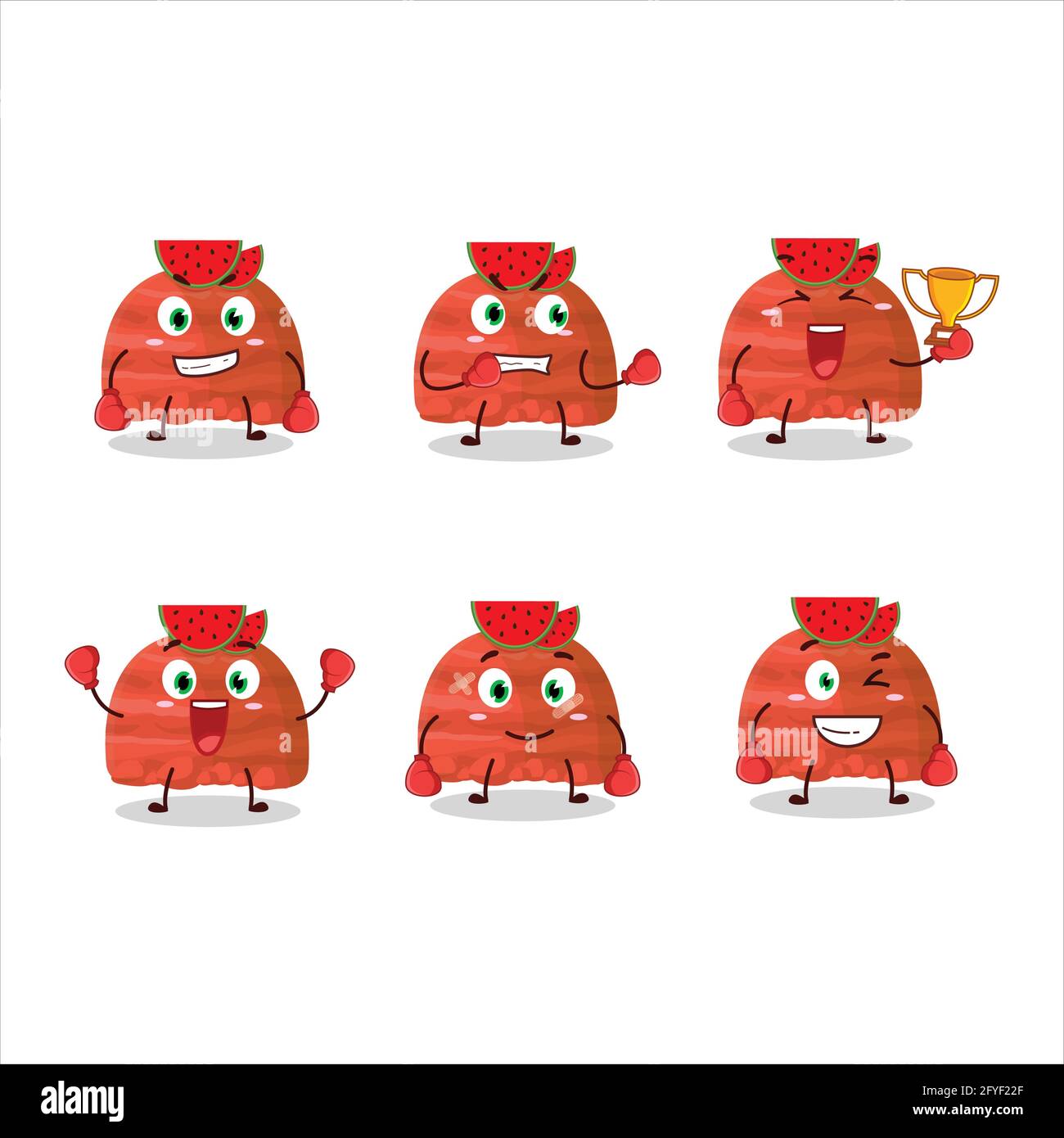 A sporty Watermelon ice cream scoops boxing athlete cartoon mascot ...