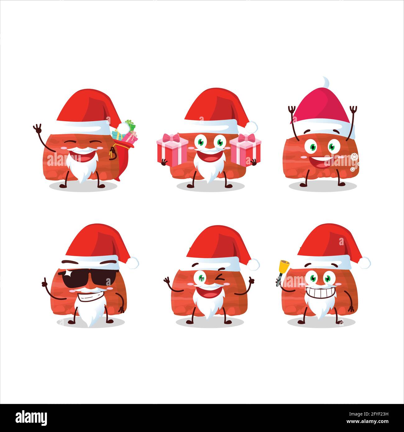 Santa Claus emoticons with watermelon ice cream scoops cartoon ...