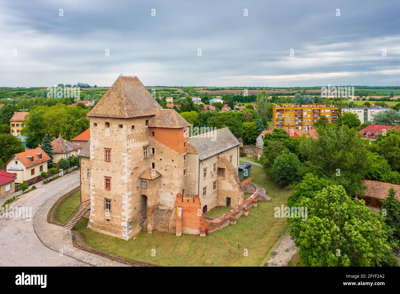 Aerial view about castle of Simontornya Stock Photo - Alamy