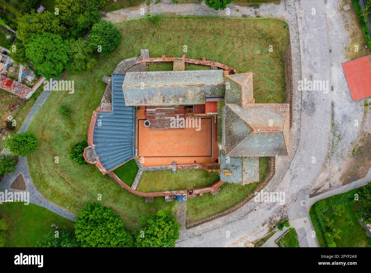 Aerial view about castle of Simontornya Stock Photo - Alamy