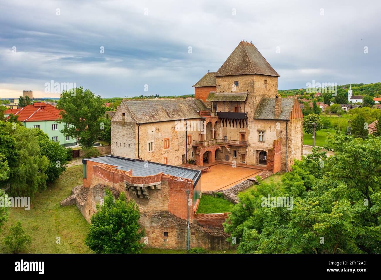 Aerial view about castle of Simontornya Stock Photo - Alamy