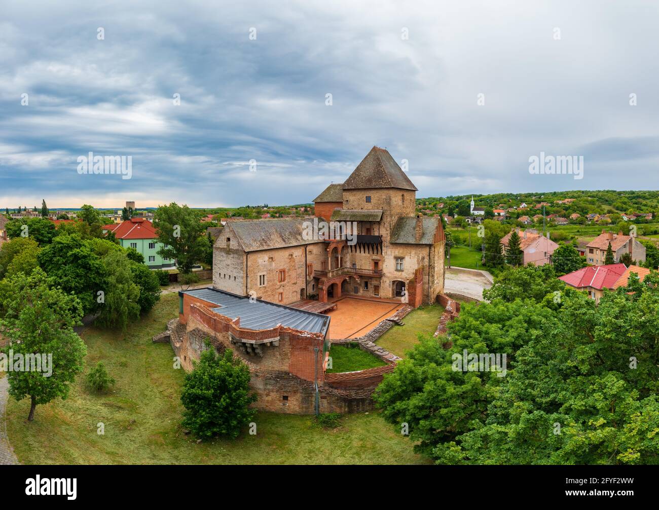 Aerial view about castle of Simontornya Stock Photo - Alamy
