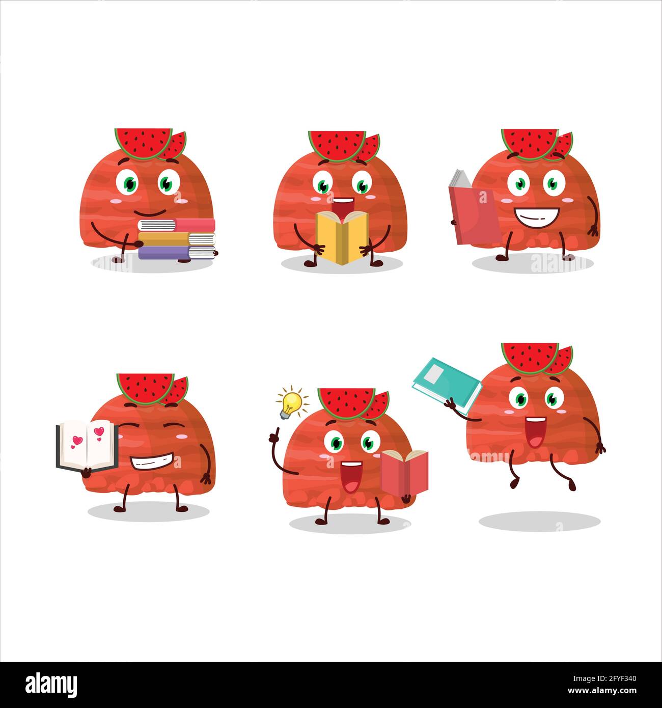 A picture of watermelon ice cream scoops cartoon character concept ...