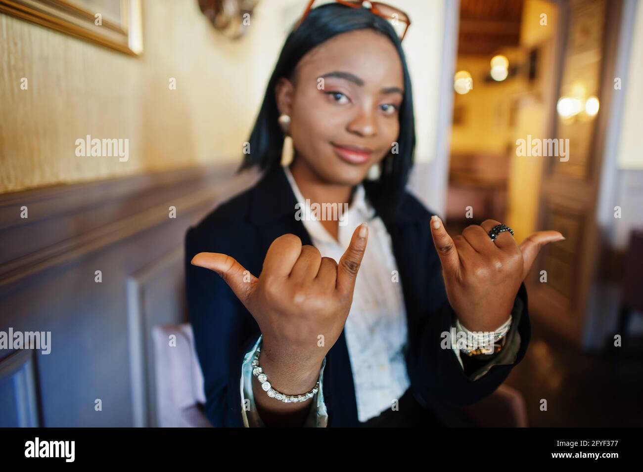 Young deaf mute african american woman using sign language Stock Photo ...