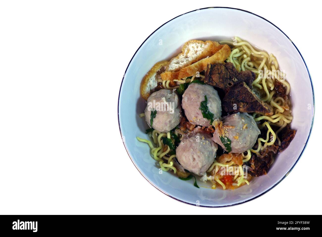 Close up of Bakso, a meatball with noodle, traditional food from ...