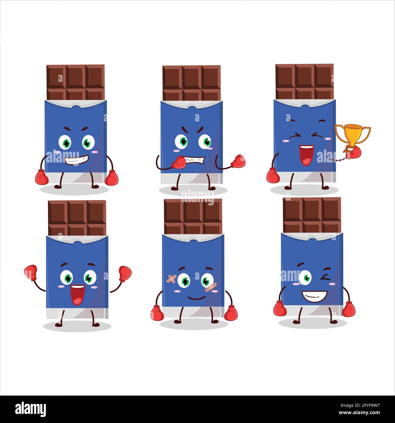 A sporty chocolate bar boxing athlete cartoon mascot design. Vector ...
