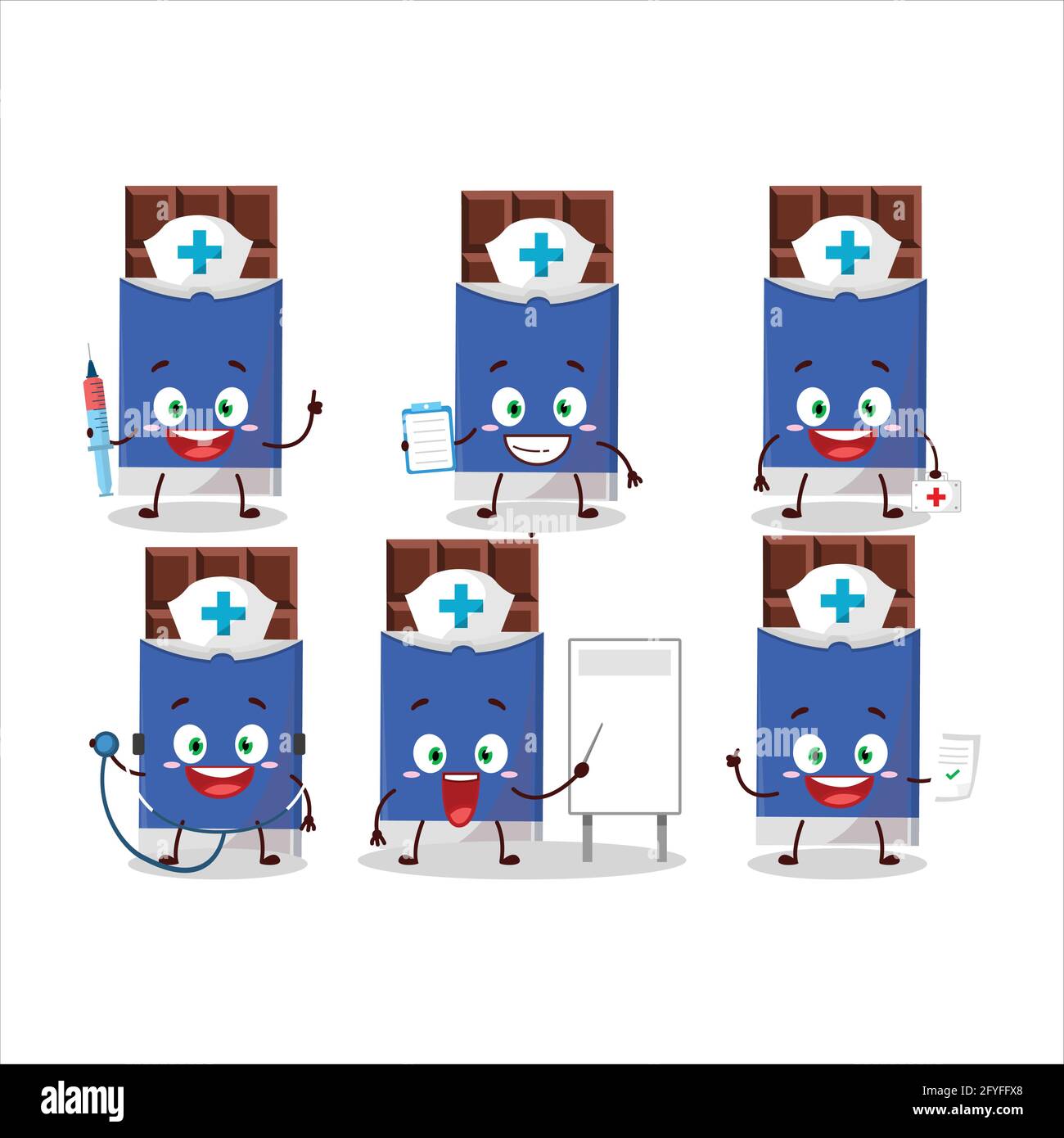 Doctor profession emoticon with chocolate bar cartoon character. Vector ...