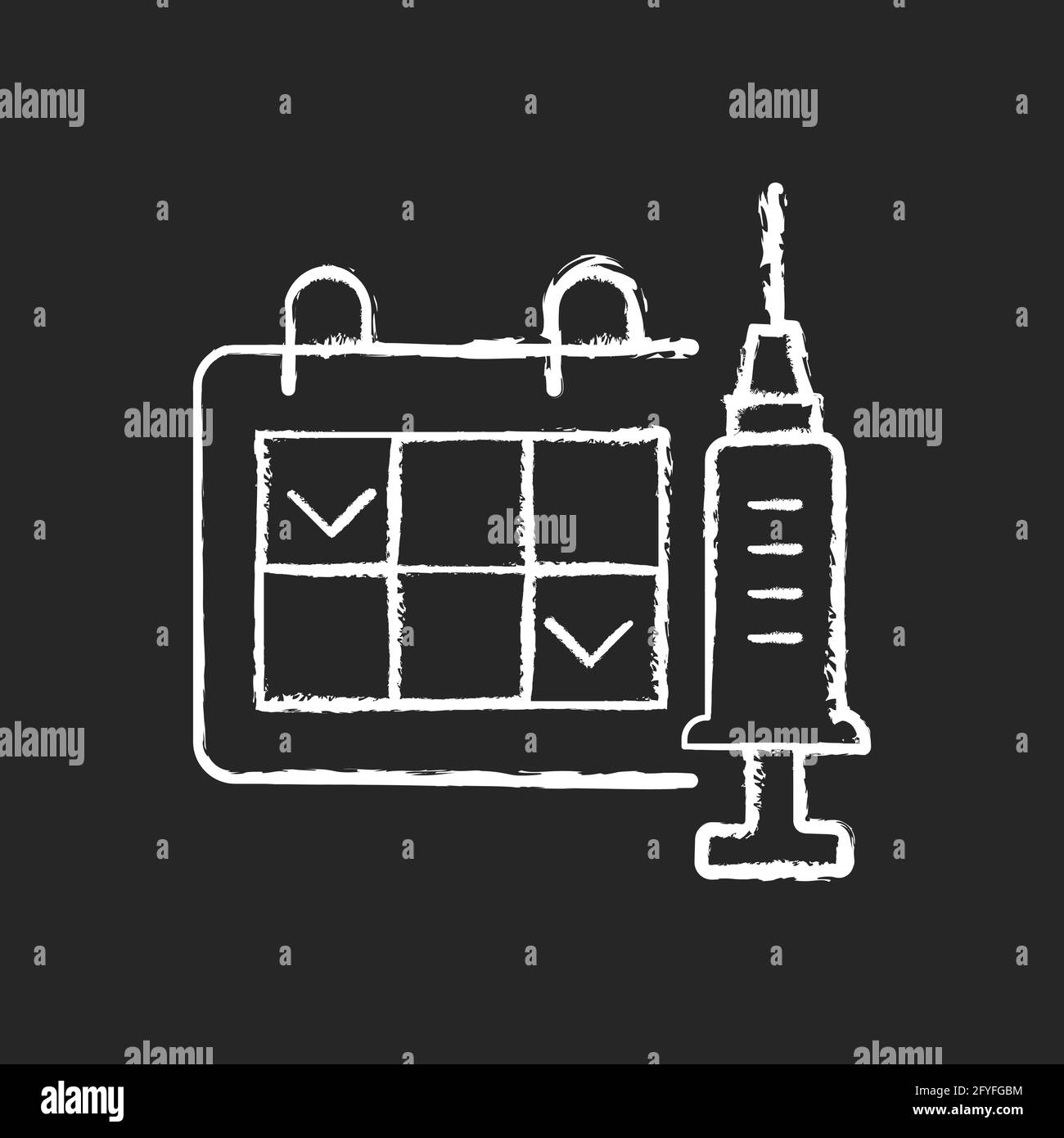 Two dose vaccination chalk white icon on black background Stock Vector ...