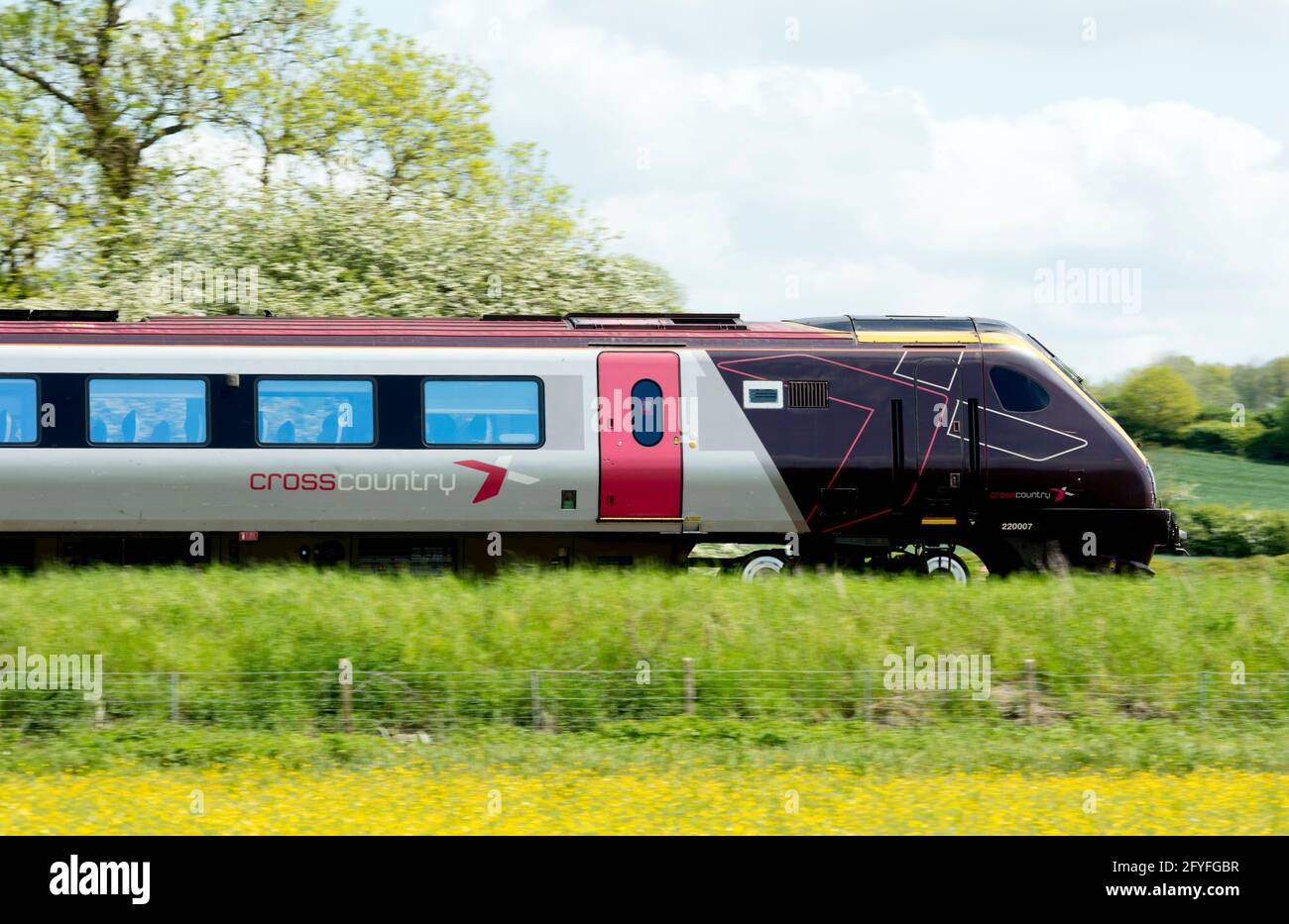 A CrossCountry class 220 Voyager diesel train, side view, near King`s ...