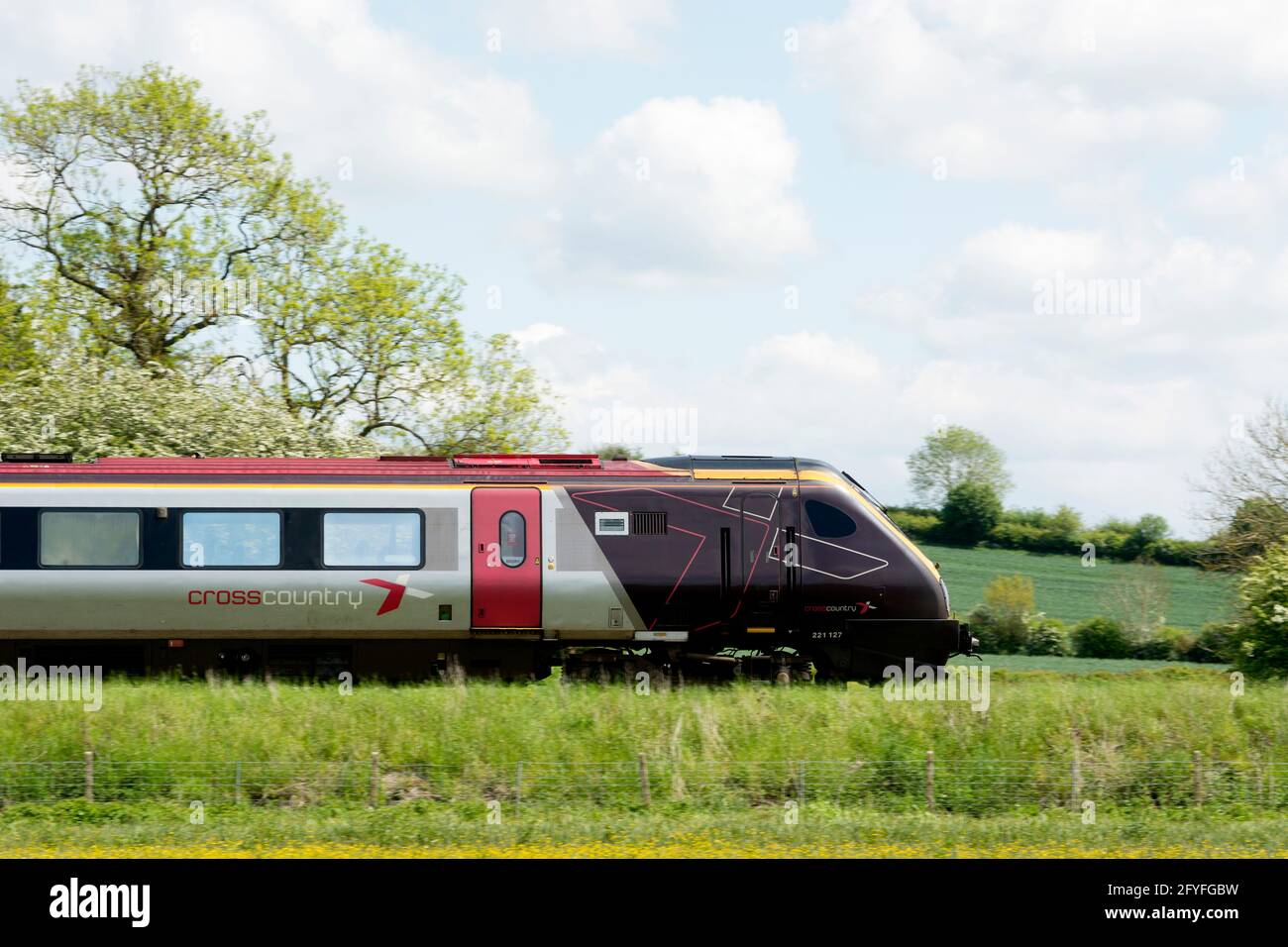 A CrossCountry class 221 Voyager diesel train, side view, near King`s ...