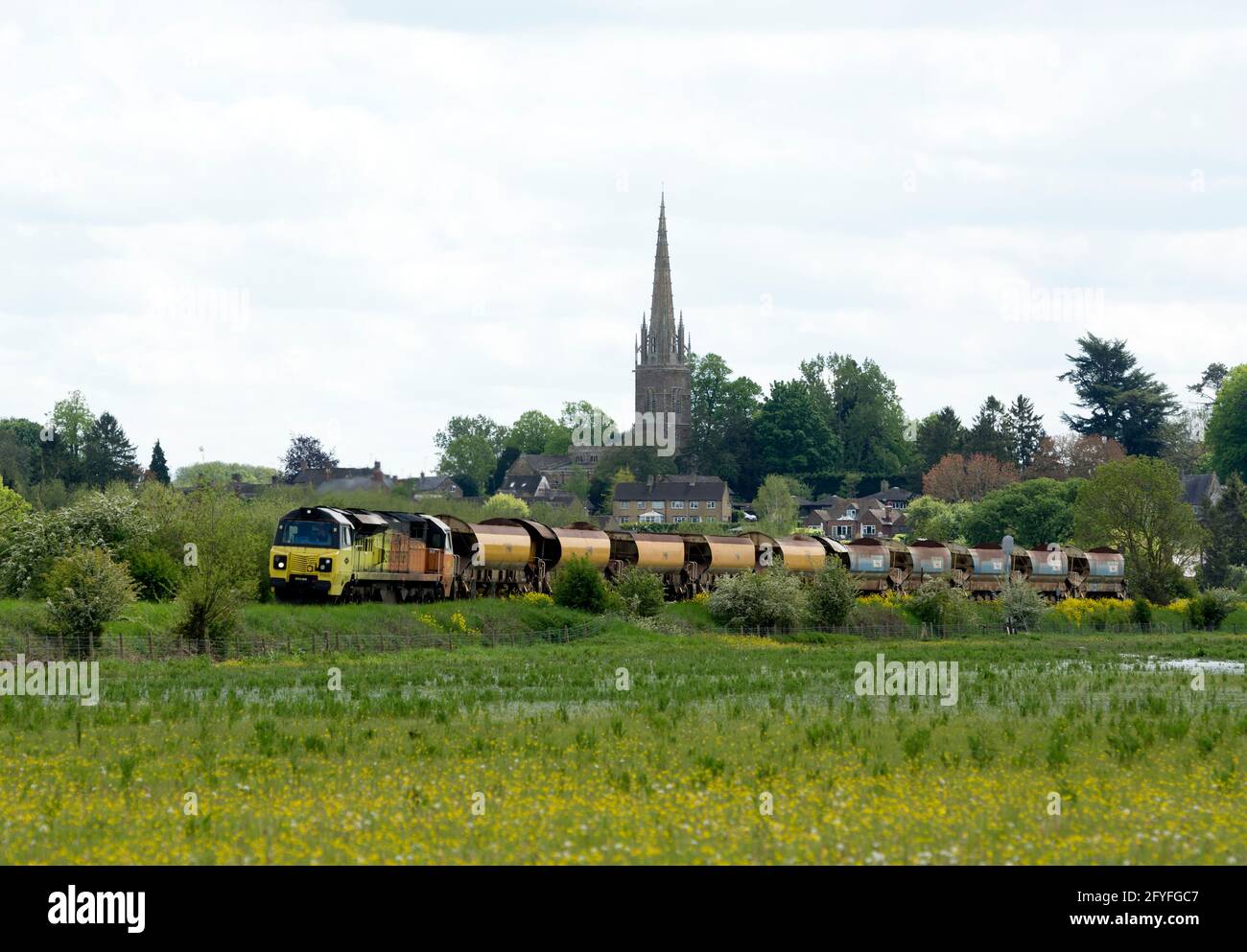 A Colas Rail class 70 diesel locomotive No. 70805 pulling a Network ...