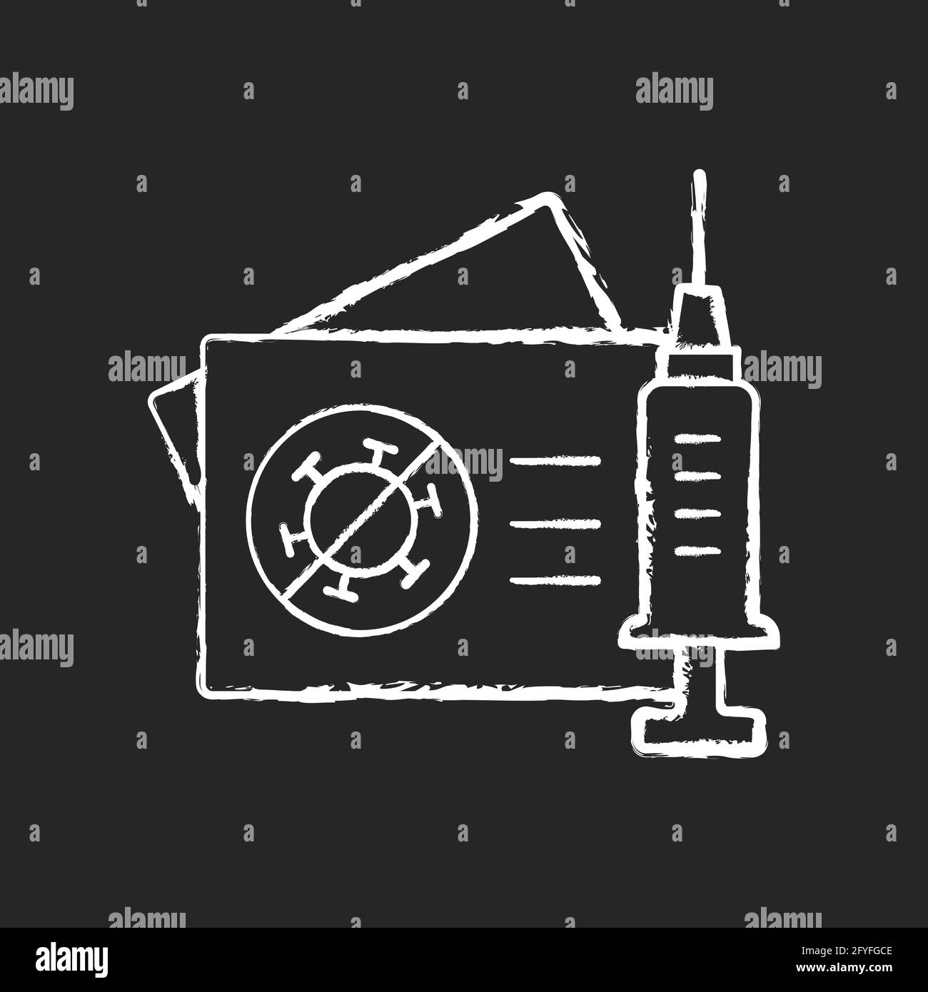 Vaccination card chalk white icon on black background Stock Vector ...