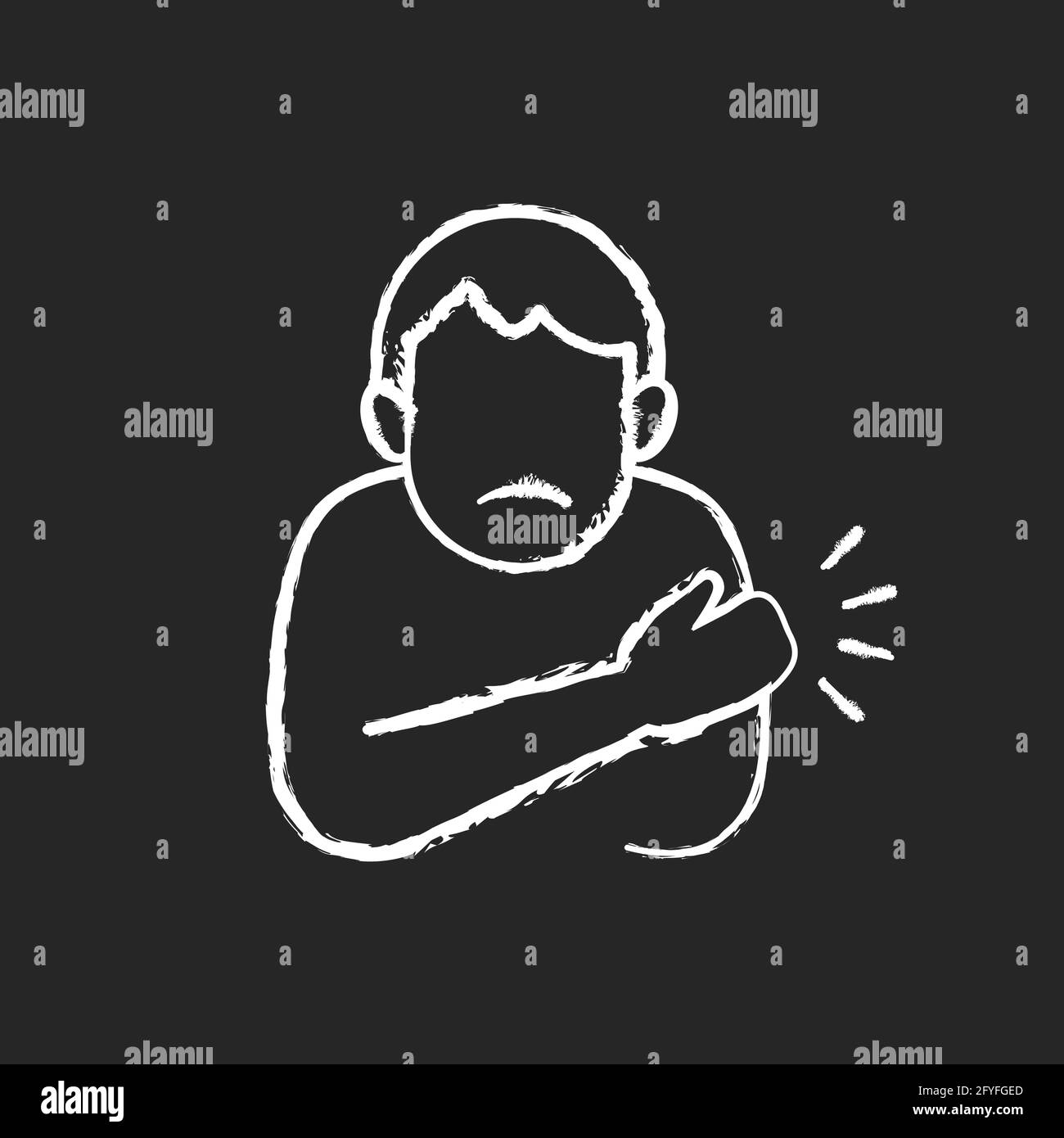 Arm swelling chalk white icon on black background Stock Vector Image ...