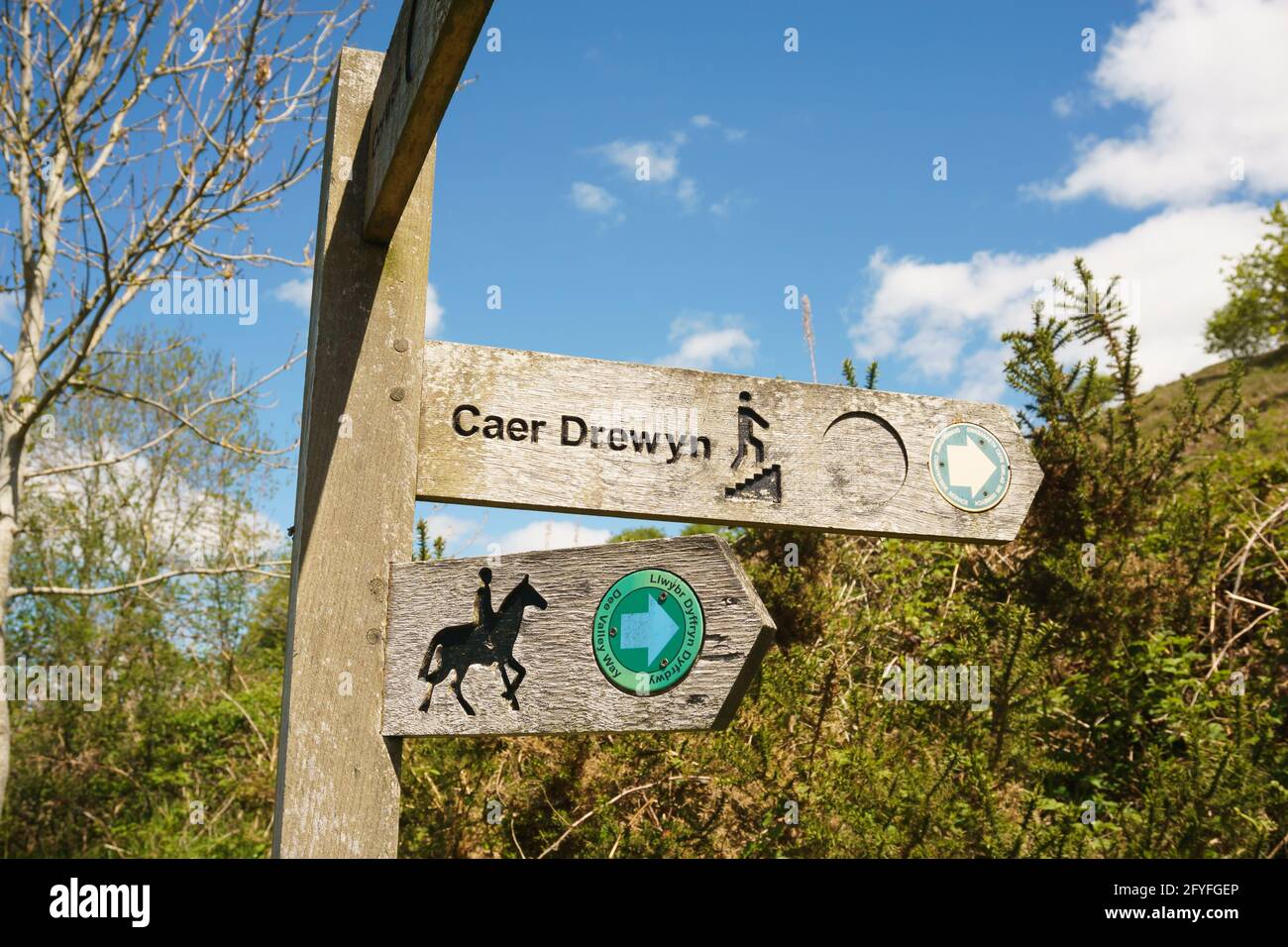 Sign post erected by Denbighshire council pointing to the Dee Valley ...