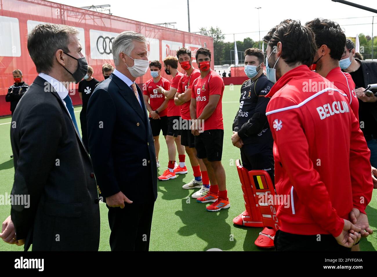Belgian Hockey Federation chairman Marc Coudron, King Philippe, Belgium ...