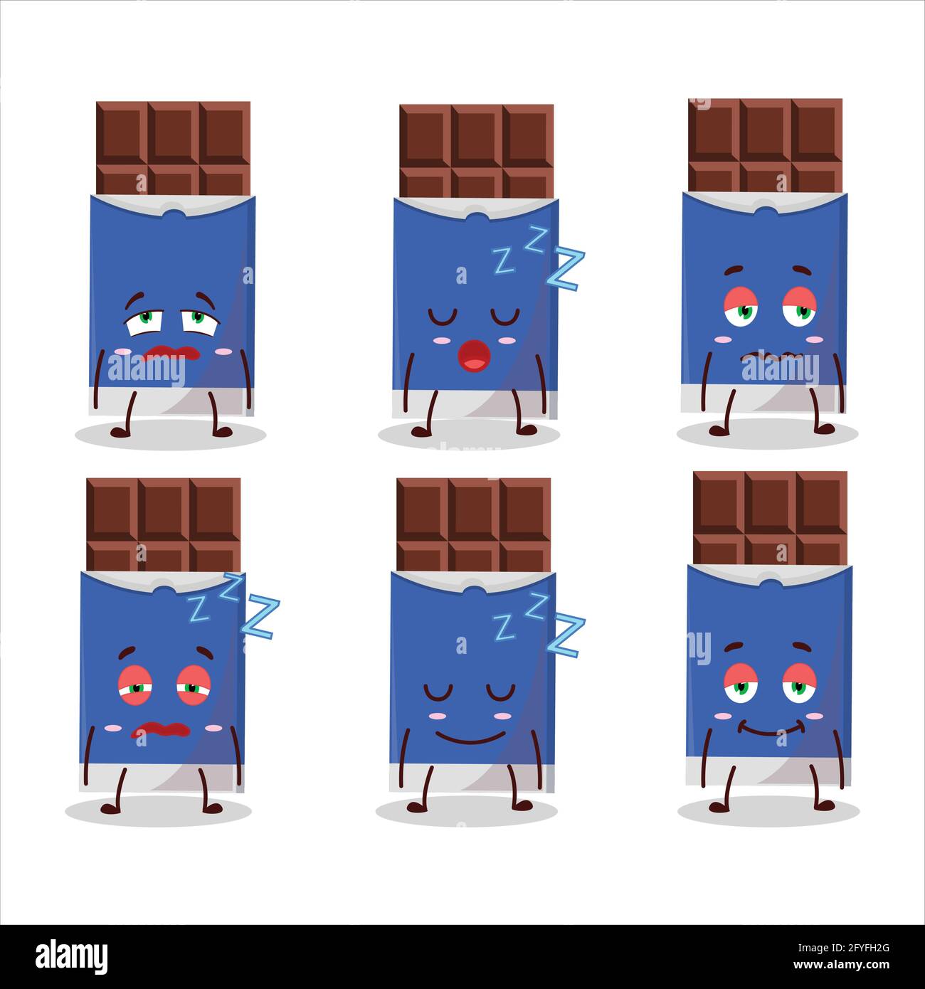 Cartoon character of chocolate bar with sleepy expression. Vector ...