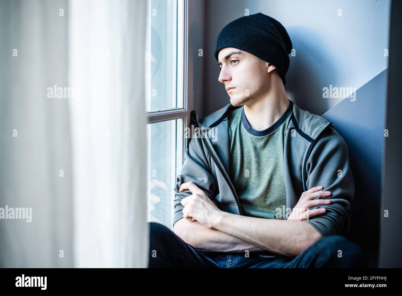 Sad young man, France Stock Photo - Alamy