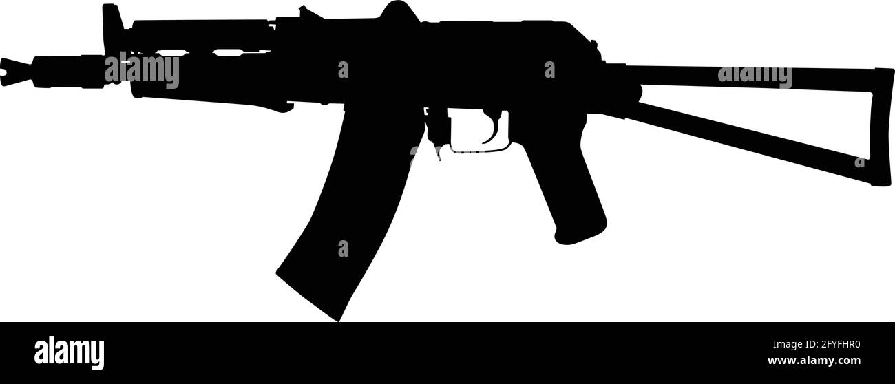 Vector image silhouette of modern military assault rifle symbol ...