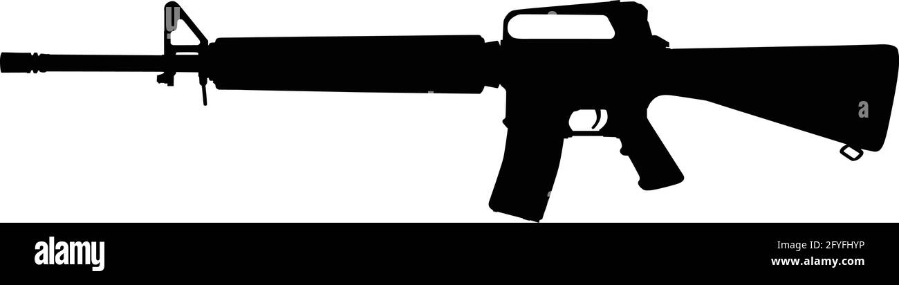 Vector image silhouette of modern military assault rifle symbol ...