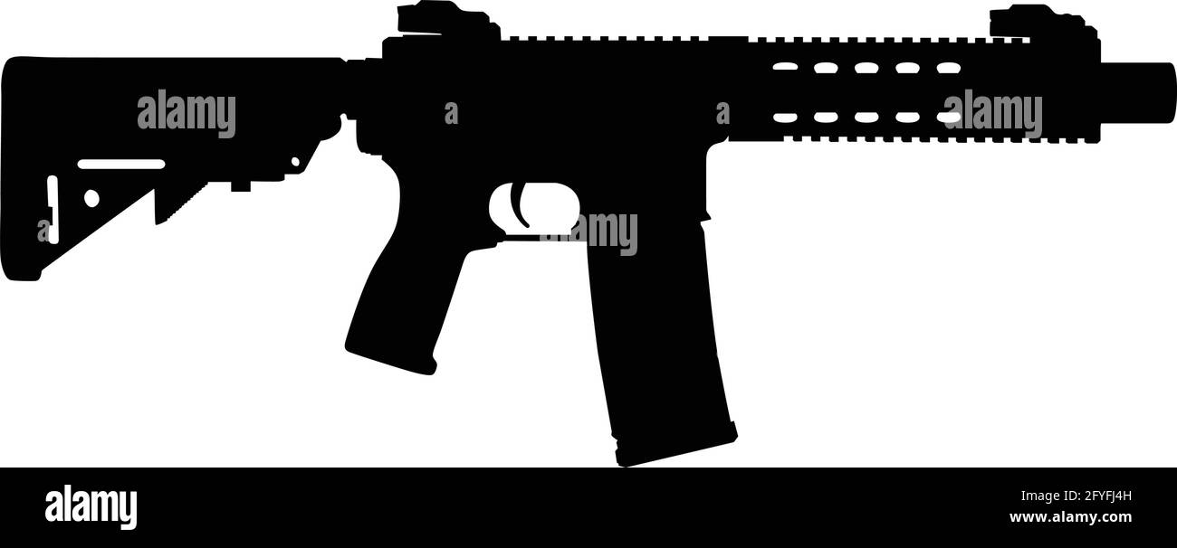 Vector image silhouette of modern military assault rifle symbol ...