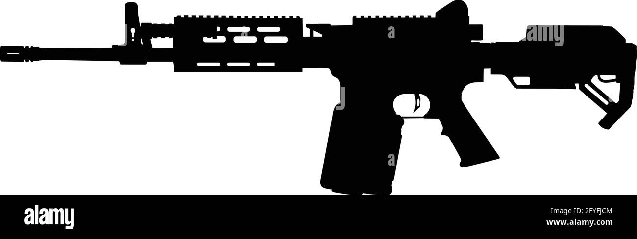 Vector image silhouette of modern military machine gun symbol ...