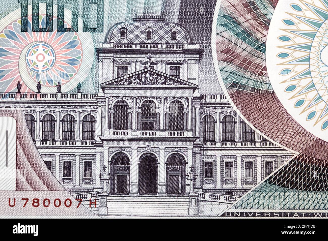 Vienna University from Austrian money Stock Photo - Alamy