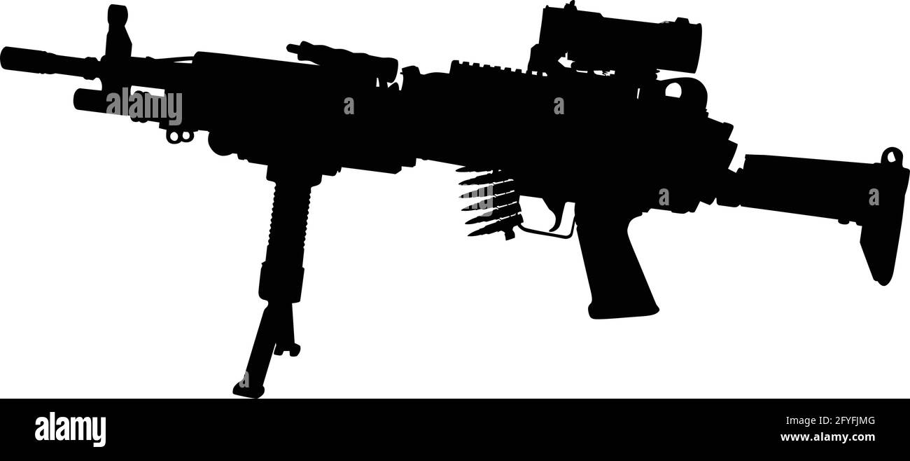 Vector image silhouette of modern military machine gun symbol ...