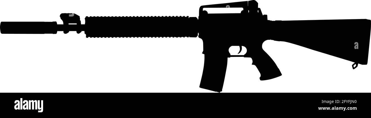 Vector image silhouette of modern military assault rifle symbol ...