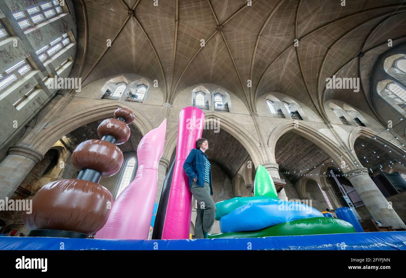 Artist Pippa Hale with her new art installation entitled 'Heaven' as it ...