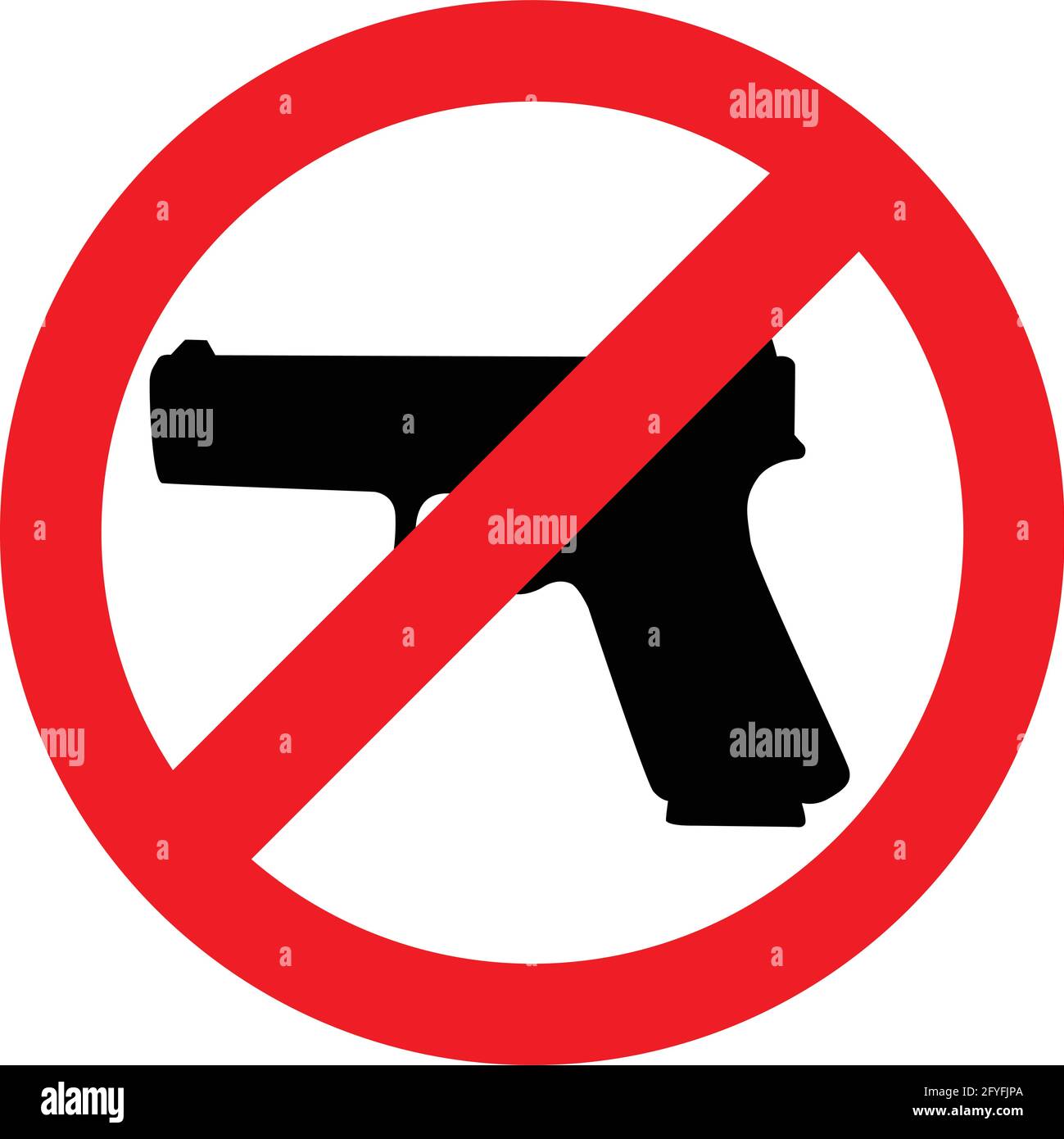 No gun sign, prohibition warning sign, ban. Restricted area, pistol not ...