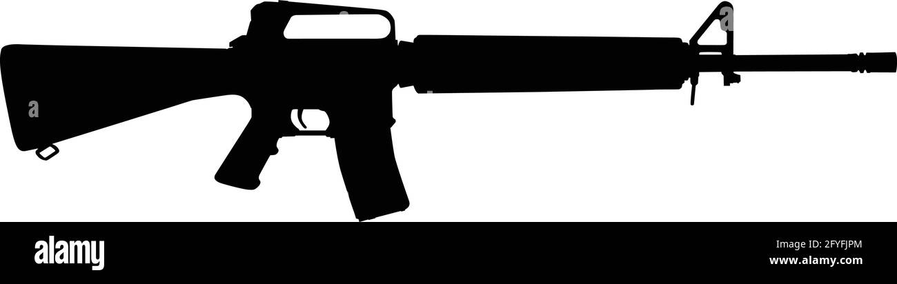Vector image silhouette of modern military assault rifle symbol ...