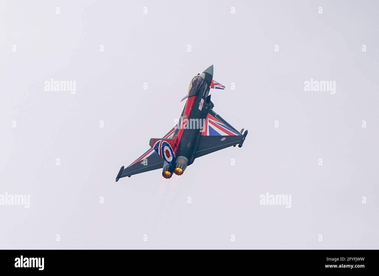 A Eurofighter Typhoon painted with the Union flag design takes off for ...