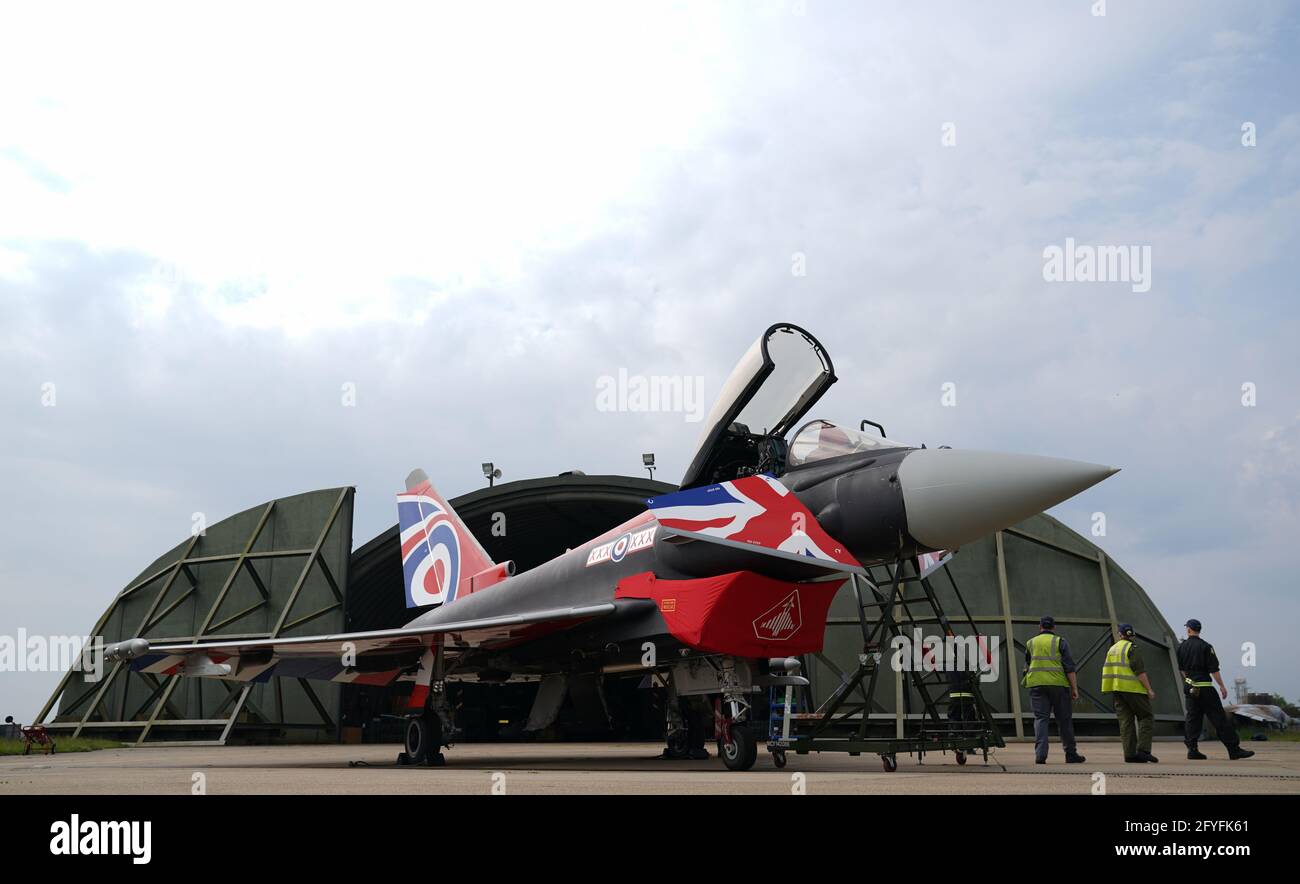 A Eurofighter Typhoon painted with the Union flag design is unveiled at ...