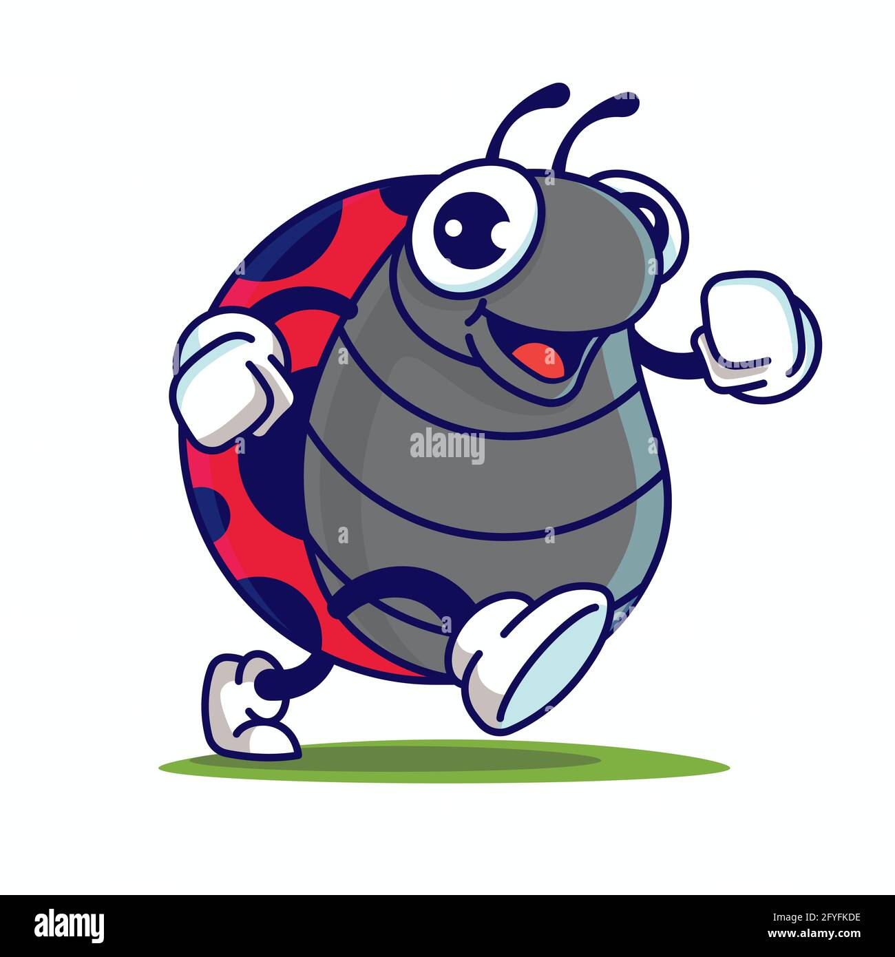 Cartoon cute big eyes ladybug walking happily mascot Stock Vector Image ...