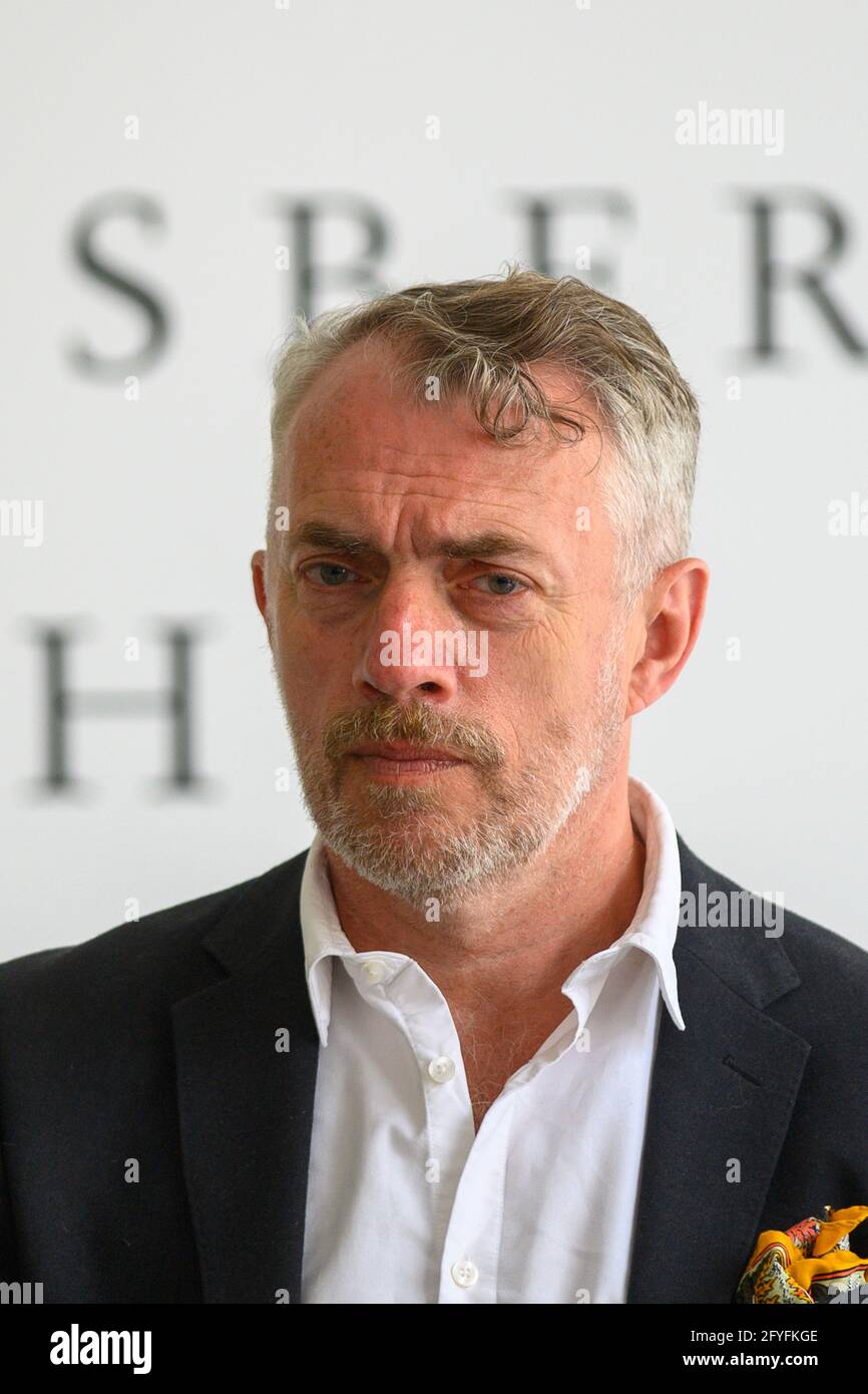 Aschersleben, Germany. 28th May, 2021. Neo Rauch sits at the podium of ...