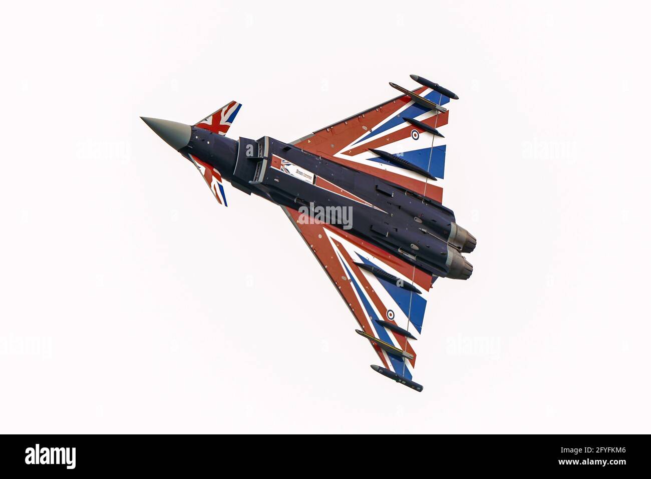 A Eurofighter Typhoon painted with the Union flag design takes off for ...
